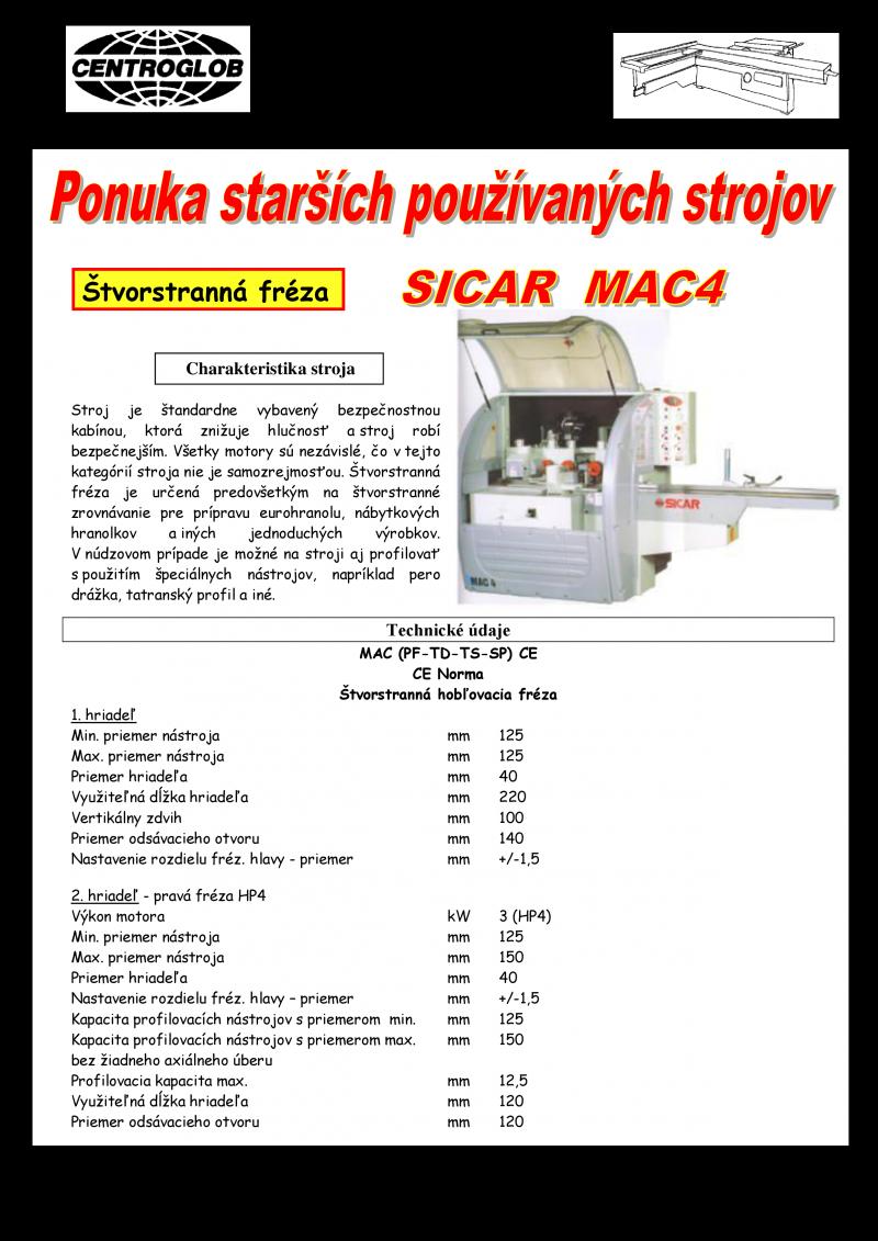 Planer – four-sided SICAR | Joinery machinery | Woodworking machinery ...
